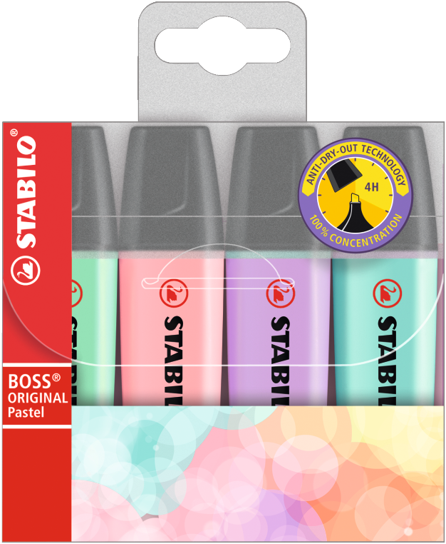 STABILO BOSS ORIGINAL pastel - Etui 4 stuks - Boekhandel Mondria